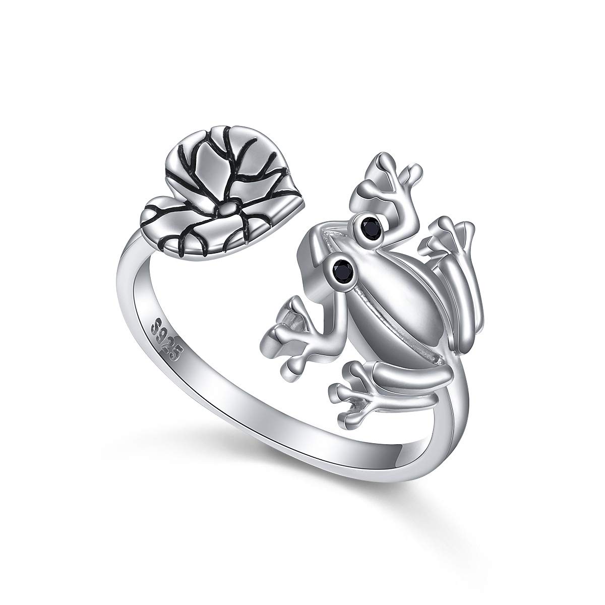 Alphm Frog Ring for Women S925 Sterling Silver Adjustable Wrap Open Spoon Lotus Leaf Heart Rings