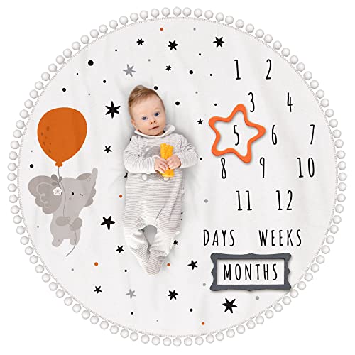 Milestone Blanket with Two Markers, Gender Neutral Baby Milestone, Baby Monthly Milestone, Baby Milestone Blanket, Baby Monthly Milestone Blanket, Baby Growth Chart Blanket (60"x40")