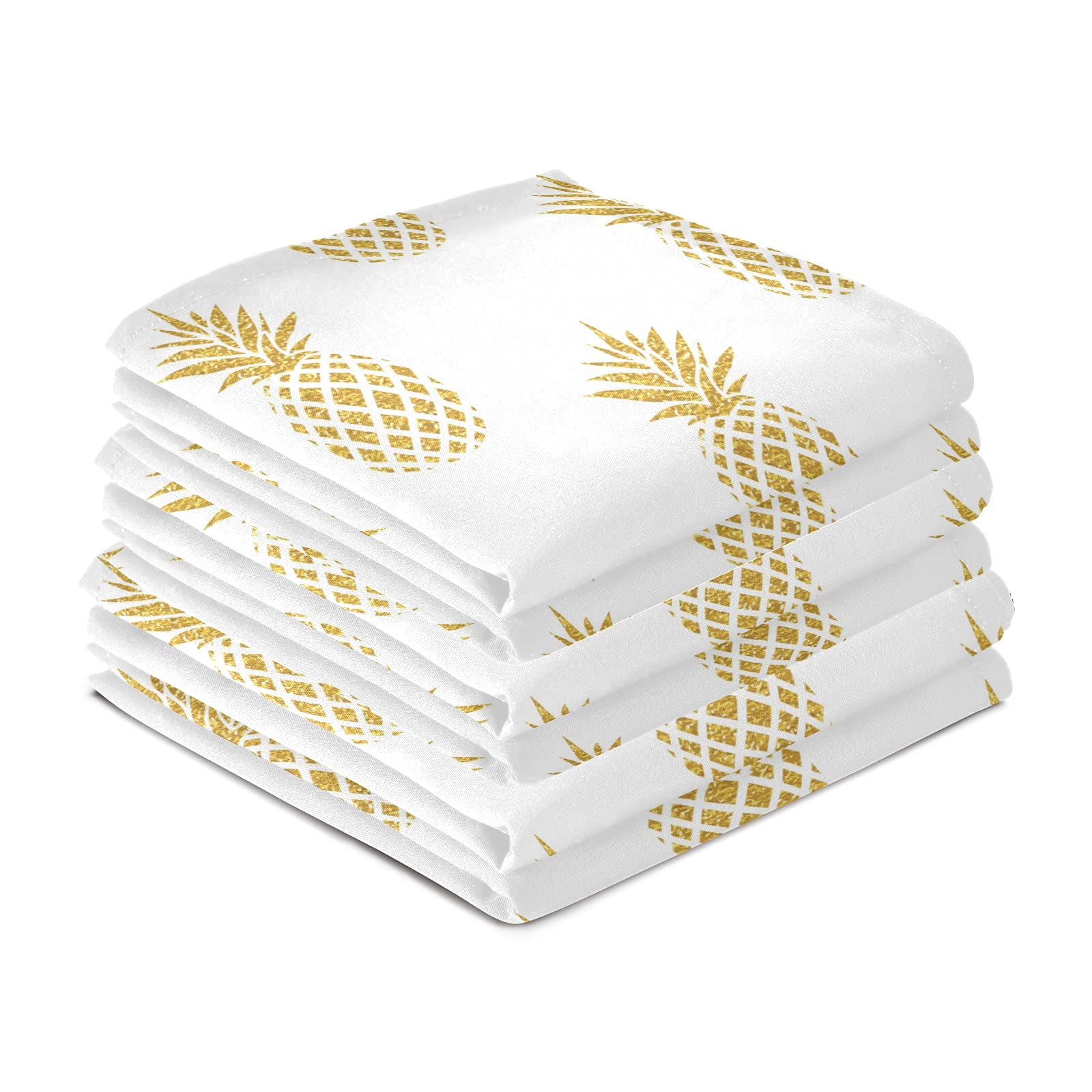 ALAZA Gold Pineapple on White Kitchen Towels Dish Bar Tea Towel Dishcloths 1 Pack Super Absorbent Soft 18 x 28 inches