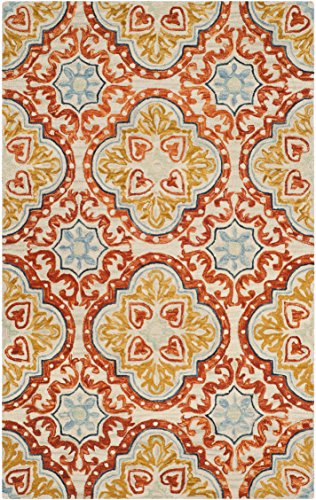 SAFAVIEH Aspen Collection Area Rug - 5' x 8', Beige & Rust, Handmade Boho Braided Tassel Wool, Ideal for High Traffic Areas in Living Room, Bedroom (APN217A)