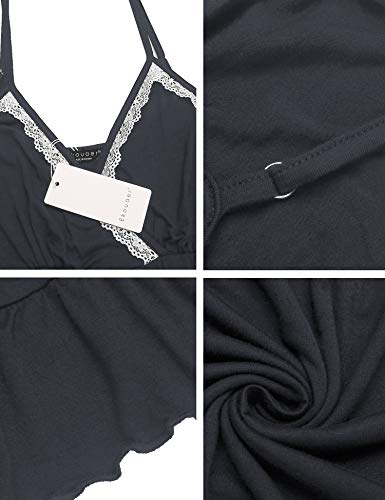 Ekouaer Tshirt Nightgowns for Women Night Dresses for Sleep Sexy V-Neck Slip Nightwear Dark Grey