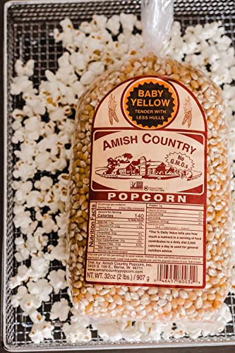Amish Country Popcorn | 2 lb Bag | Baby Yellow Popcorn Kernels | Old Fashioned, Non-GMO and Gluten Free (Baby Yellow - 2 lb Bag)