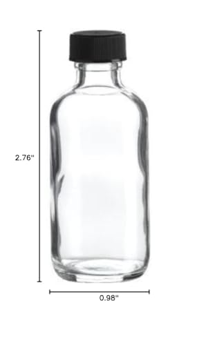 Premium Vials B27-36 Boston Round Glass Bottle with Cap, 4 oz Capacity, Clear (Pack of 36)