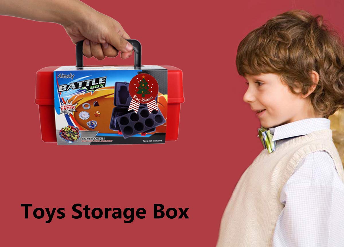 Aimoly Battle Tops Case, Storage Carrying Box Storage Box for Beyblade Burst Toys (red)
