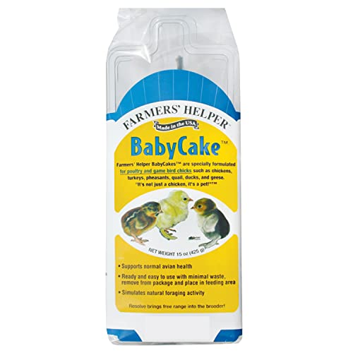 Farmers' Helper Baby Cake Specially Formulated Food For Baby Chickens, Turkeys, Peafowl, Guinea Fowl, Geese, Quail, Pheasants, and Ducks, 15 Ounce