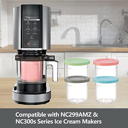 CINPIUK Ice Cream Pints, 4 Pack Containers with Lids Replacements for Ninja Creami Pints, Compatible with NC301 NC300 NC299AMZ Series Ice Cream Maker, Dishwasher Safe & Leak Proof Creami Containers