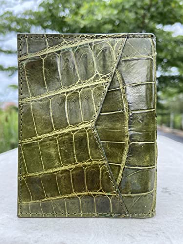 Double side Moss Green Crocodile Alligator leather skin Credit Cardholder, leather credit cardcase, leather creditcard cover