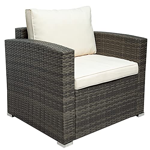 BIADNBZ Patio Furniture Sets 7-Piece Outdoor Coversation Sofa with Chairs,a Loveseat,a Table and a Storage Box for Garden, Beige Cushion