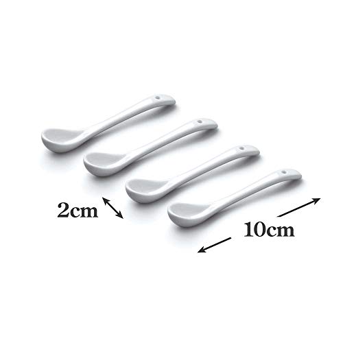 WM Bartleet & Sons 1750 TSET152 Set of 4 Small Traditional Porcelain Salt, Condiment and Spice Spoons (10cm) β White