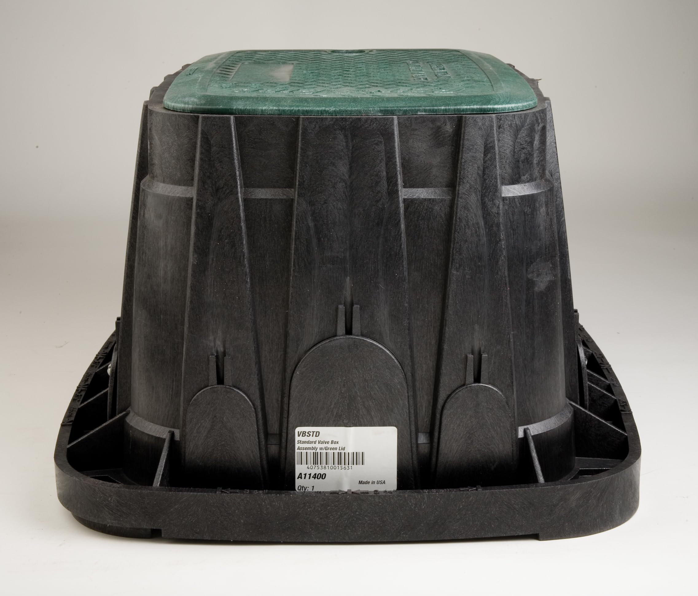 Rain Bird VBREC12 Rectangular Sprinkler Valve Box, Black with Green Lid, 12" High