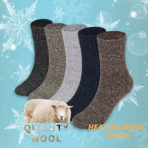 ADFOLF Mens Warm Wool Socks Thick Winter Thermal Stripe Wool Crew Socks (Color_6)