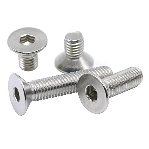 M4 x 60mm Flat/Countersunk Head Socket Screws,20 Pcs,Stainless Steel,Full Thread,Right Hand,Metric