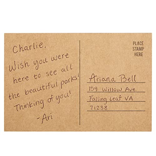 Sustainable Greetings 100 Pack Bulk Kraft Paper Blank Postcards for Mailing, Wedding, DIY Arts and Crafts, 350gsm (4 x 6 In)