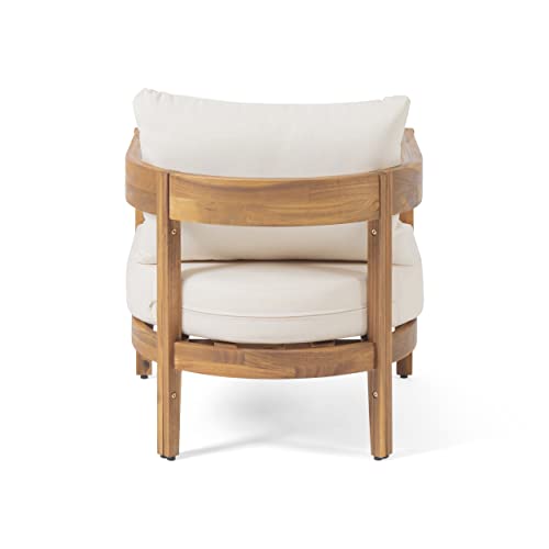 Christopher Knight Home 318048 Brooklyn Club Chair, Teak + Beige