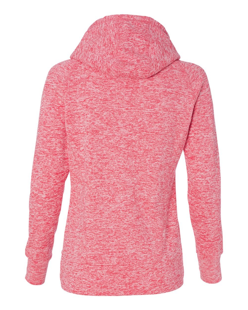 J. America Ladies Pullover Hooded Sweatshirt, Coral/Magenta, X-Large