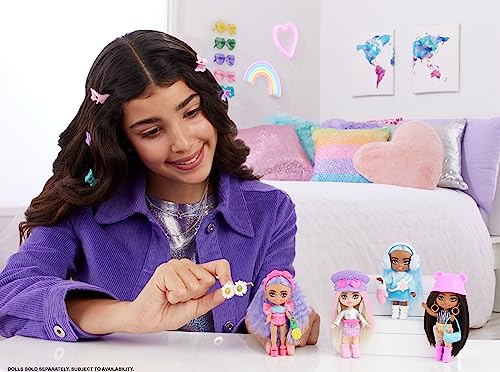 Barbie Extra Mini Minis Travel Doll with Beach Fashion, Tie-Dye Swimsuit and Tropical Accessories, Barbie Extra Fly Small Doll