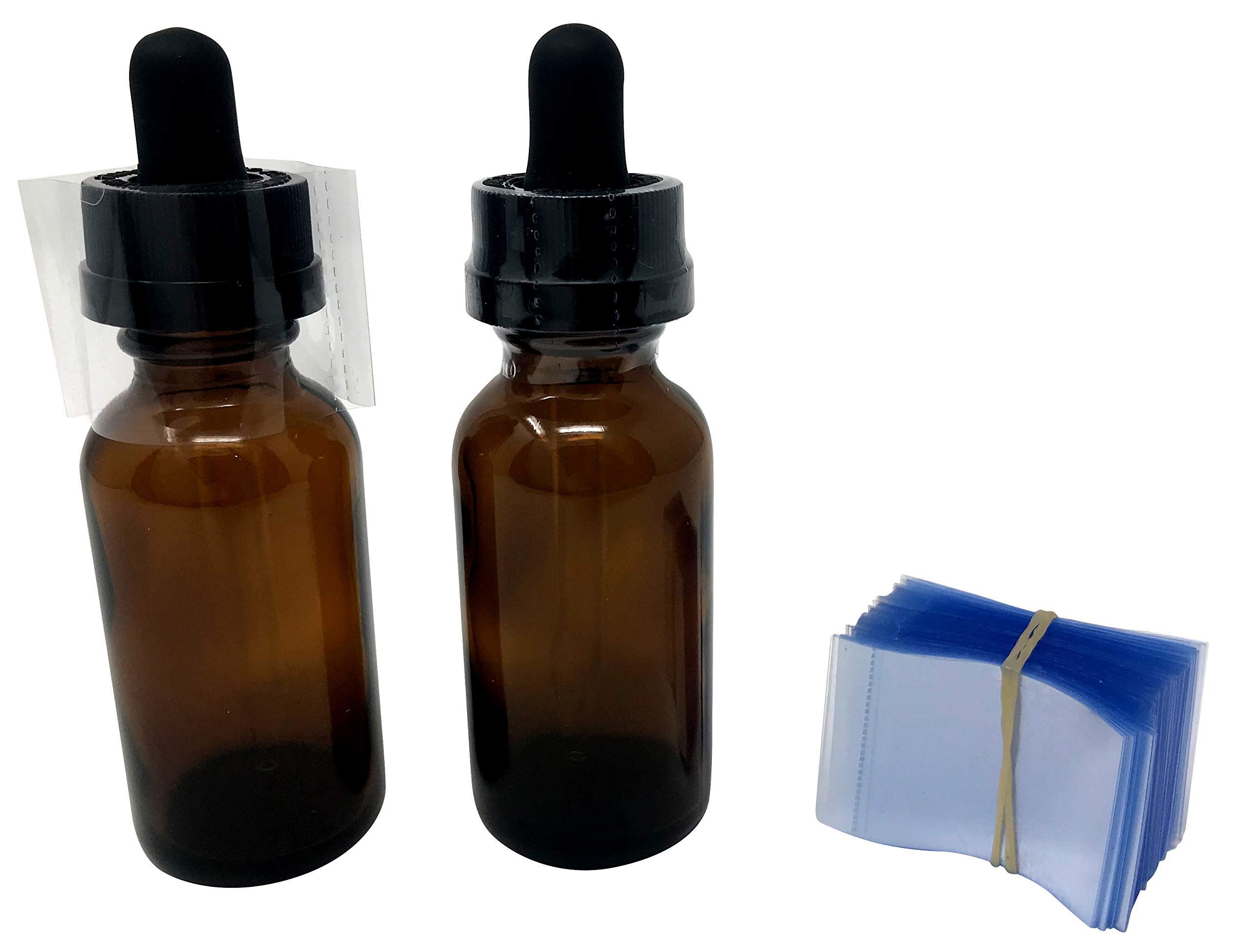 Clear Perforated Shrink Bands for Liquid Bottles and Dropper Bottles [7/8" - 1 1/8" Diameter] (250 Pack)