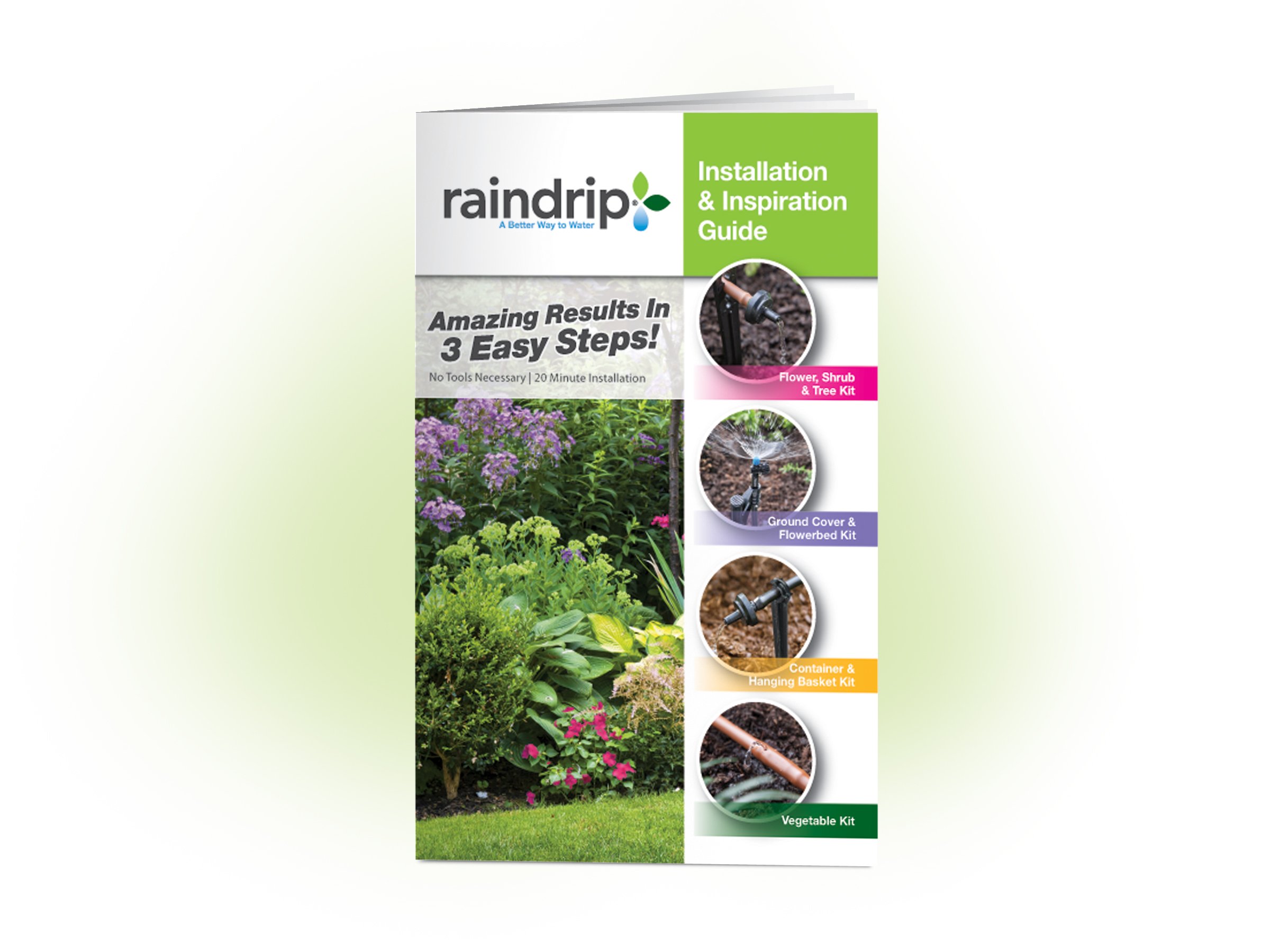 Raindrip SDGCBHP Automatic Drip Irrigation Watering Kit with Timer for Ground Cover & Flower Beds, Waters up to 200 Sq. ft, Timer with Customizable Settings & 13 GPH Half-Circle Adjustable Sprayers, Black;Galvanized Steel;Brown