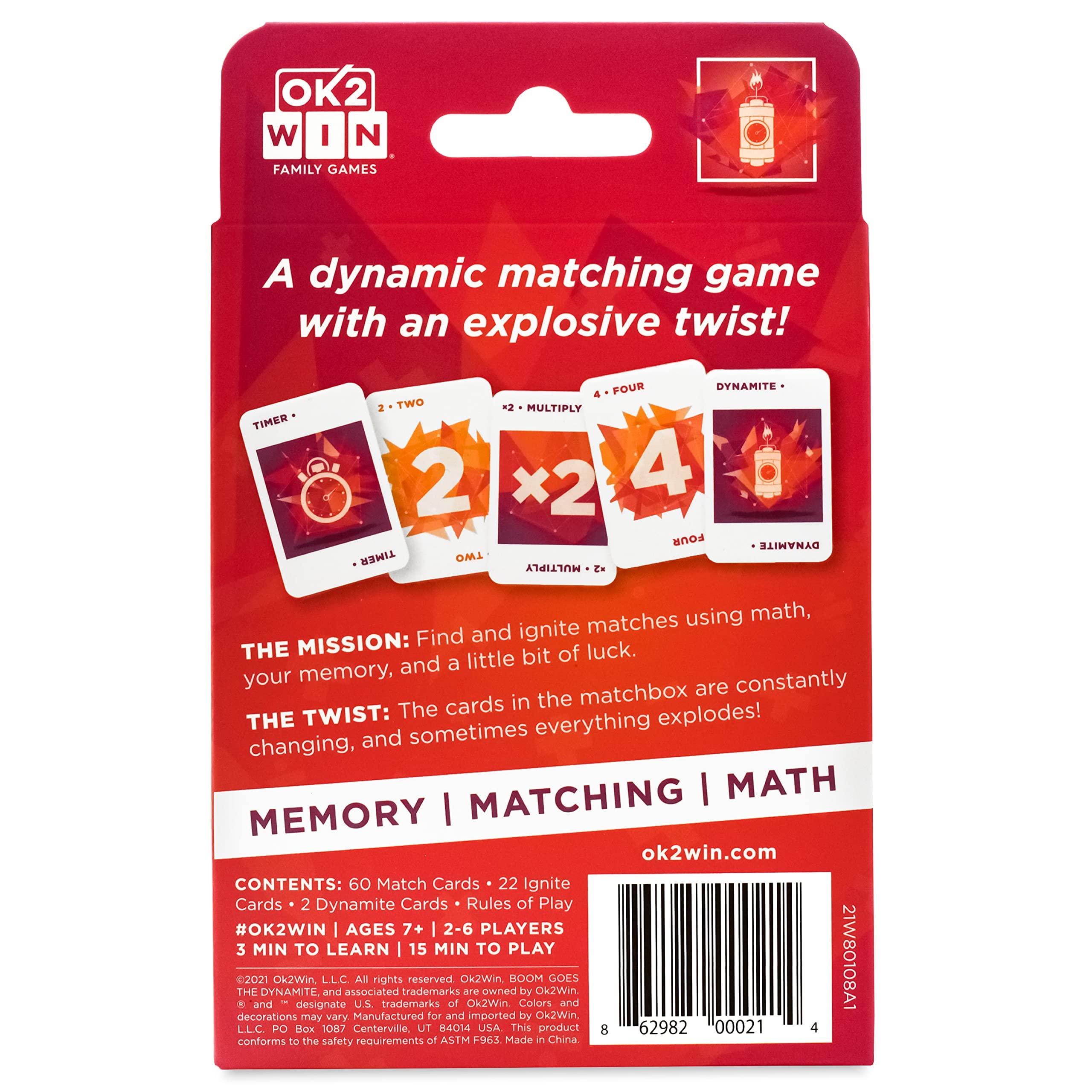Ok2Win Boom GOES The Dynamite Math Card Game and Mixed Doubles Dice Game - Fast-Paced Fun for The Whole Family - Ages 7+