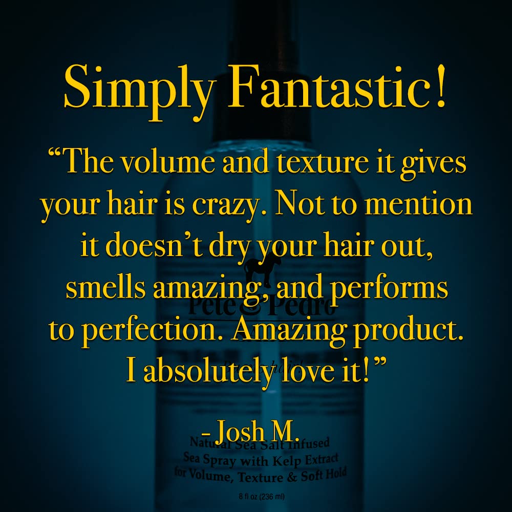 Pete & Pedro SALT - Natural Sea Salt Spray for Hair Men & Women, Adds Instant Volume, Texture, Thickness, & Light Hold | Texturizing & Thickening | As Seen on Shark Tank, 8.5 oz.