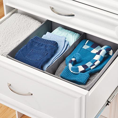 mDesign Fabric Drawer Organizer Bin Dividers for Kids/Baby Nursery Dresser, Closet, Organization - Bins Hold Clothes, Diapers, Cream, Toy, Blankets - Gray Herringbone
