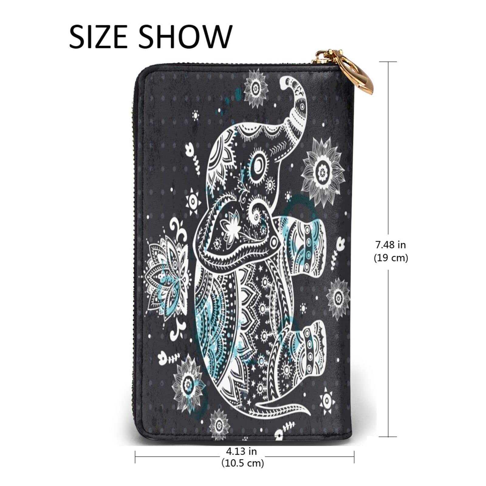 Zonking Leather Girl Zipper Wallets Elephant Clutch Coin Card Phone Purse for Women