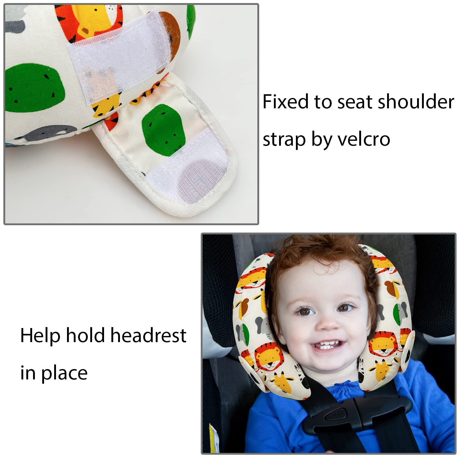 Baby Car Seat Head Neck Support, Toddler Adjustable Stroller Safety Insert, Banana U-Shape Travel Headrest Cushion