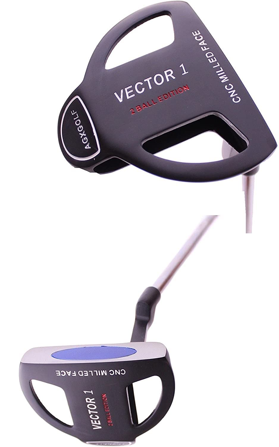 AGXGOLF Men's Vector Series 2-Ball Putter: w/CNC Milled Face & Polymer Insert: Right Hand, X-Tall (36.5 Inch) Length; Built in The USA!!