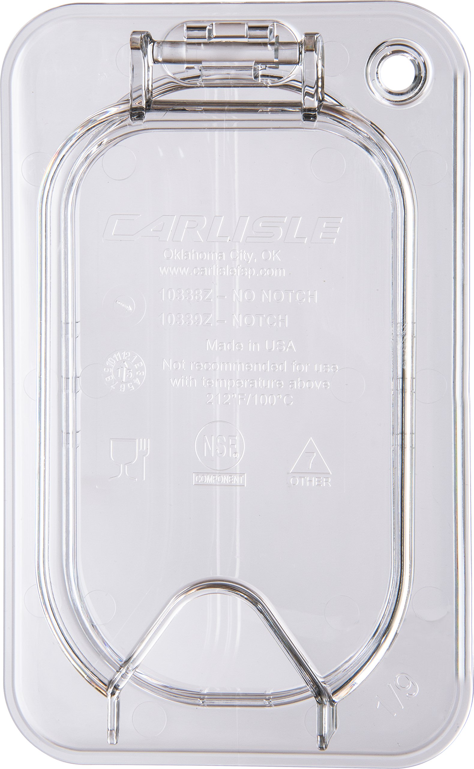 Carlisle FoodService Products Storplus Ez Access 1/9 Size Hinged Universal Food Pan Lid with Notch for Catering, Buffets, Restaurants, Polycarbonate, Clear, (Pack of 6)