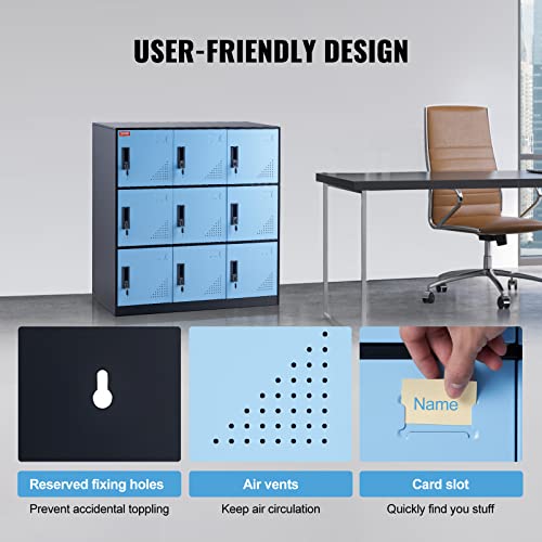 VEVOR 9 Doors Storage Cabinet, Black-Blue
