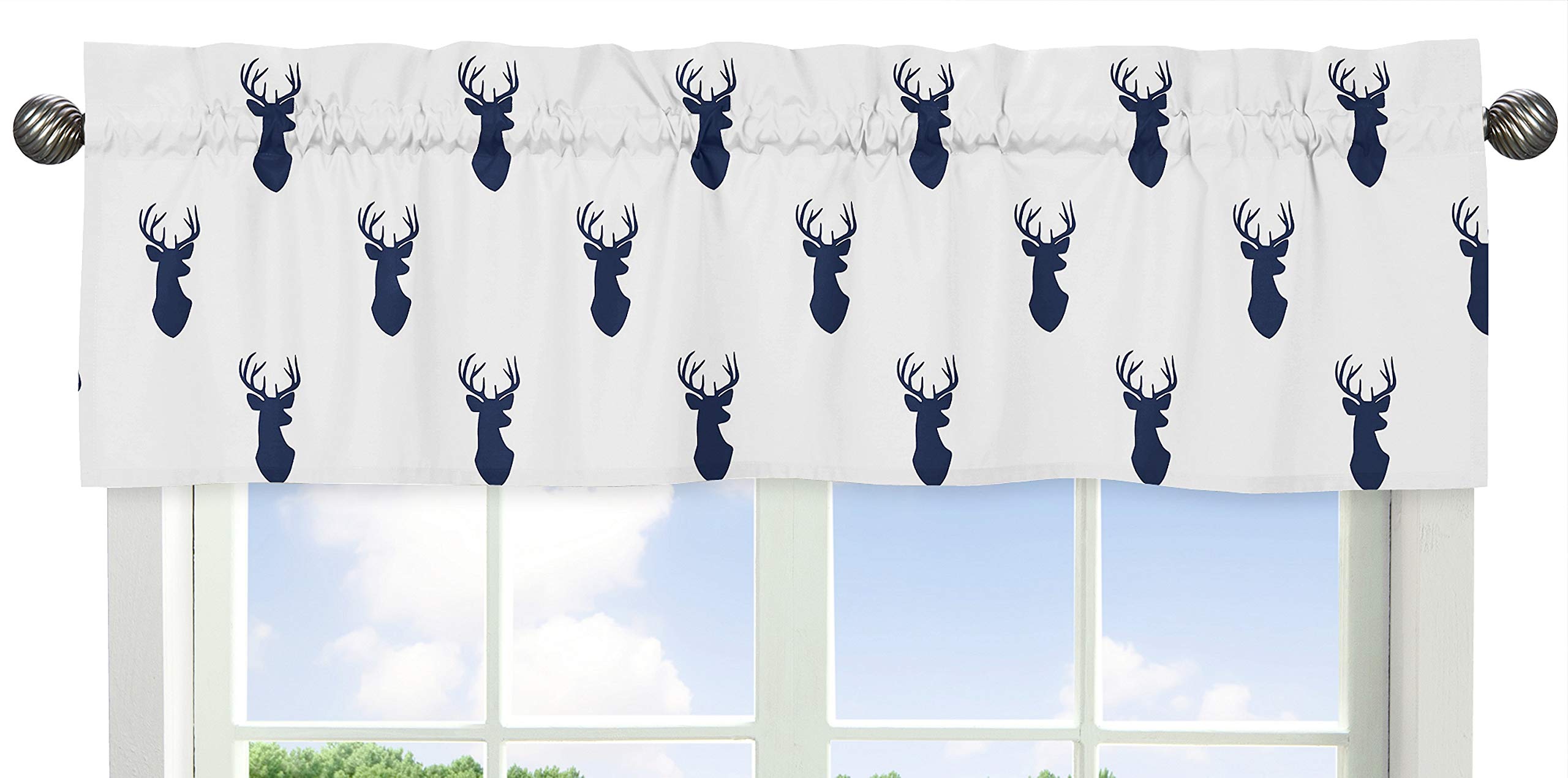 Navy Blue White and Gray Woodland Deer Print Boy Baby Bedding 11 Piece Crib Set