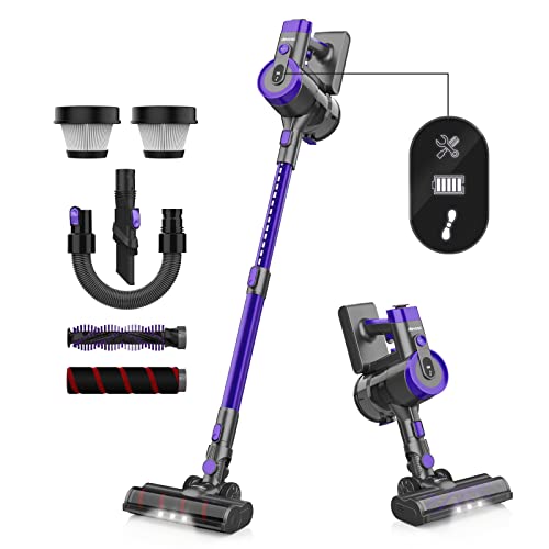 DevoacTech Cordless Vacuum Cleaner, Ultra-Light Quiet Stick Vacuum, 27KPa Powerful Suction, Up to 45mins Runtime, 6 in 1 Handheld Vacuum for Hard Floor Carpet Pet Hair