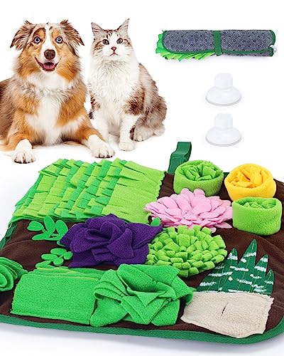 CiyvoLyeen Succulent Snuffle Mat for Dogs Small Pets Treat Toy, Dog Enrichment Toys, Dog Puzzle, Slow Eating Mat, Foraging Mat for Rabbit Cat Pig, Stress Relief Puppy Gift, for Pet