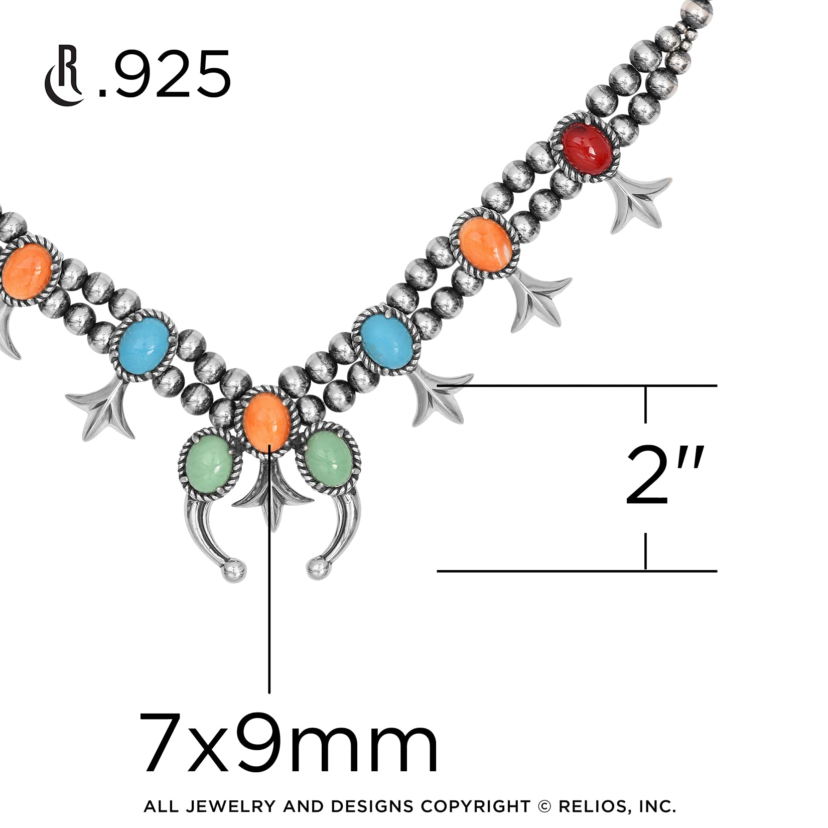 American West Sterling Multi Gemstone Squash Blossom Necklace