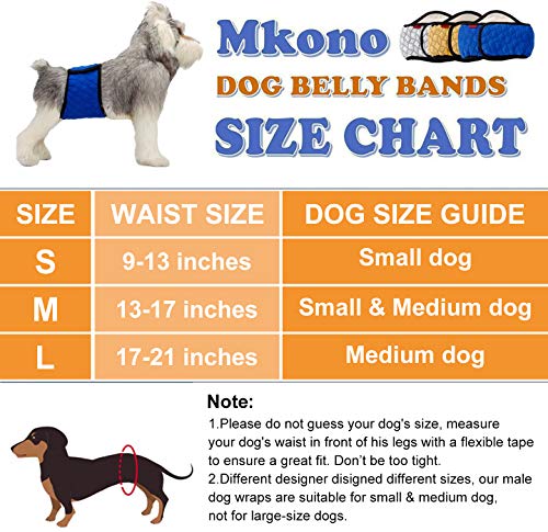 Mkono Male Dog Belly Band Wraps Washable Dog Diapers Male for Small and Medium Dogs(3 Pack)