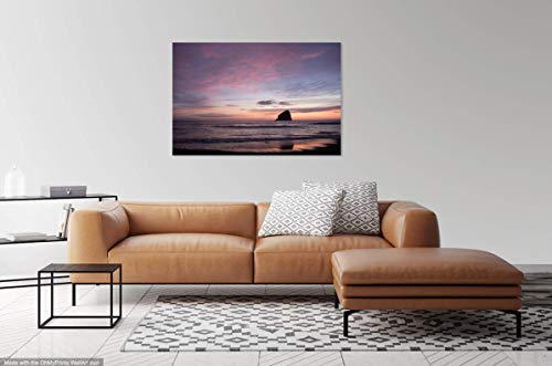 Coastal Sunset CANVAS Print Afterglow Glowing Pink Clouds Beach Photography Pastel Sky Oregon Coast Wall Art Nature Photo Ocean Home Decor Ready to Hang