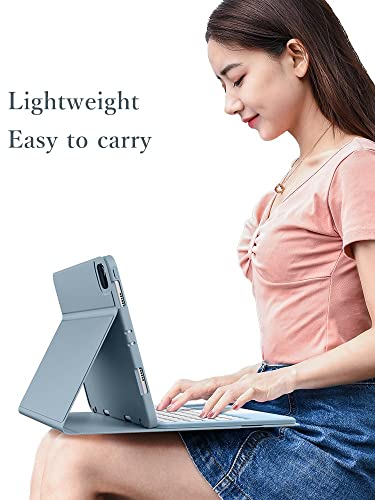HENGHUI Keyboard Case for iPad Mini 6th Generation Touchpad Detachable Keyboard with Pencil Holder Round Key Color Slim Smart Cover for iPad Mini 6th Gen, Pink