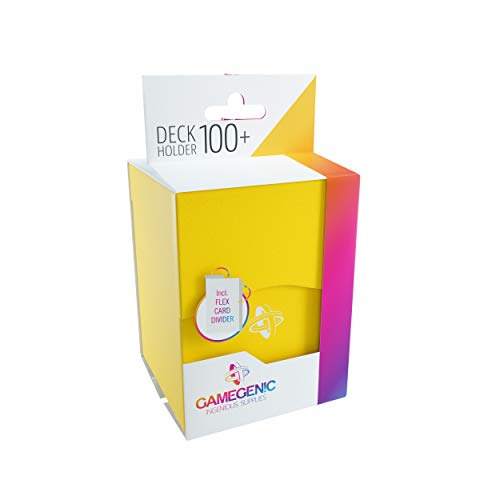 Gamegenic Deck Holder 100+ Casual Deck Box | Double-Sleeved Card Storage with Flex Card Divider | Premium Card Game Protector | Cobra Neck Technology | Holds up to 100 Cards | Yellow Color | Made