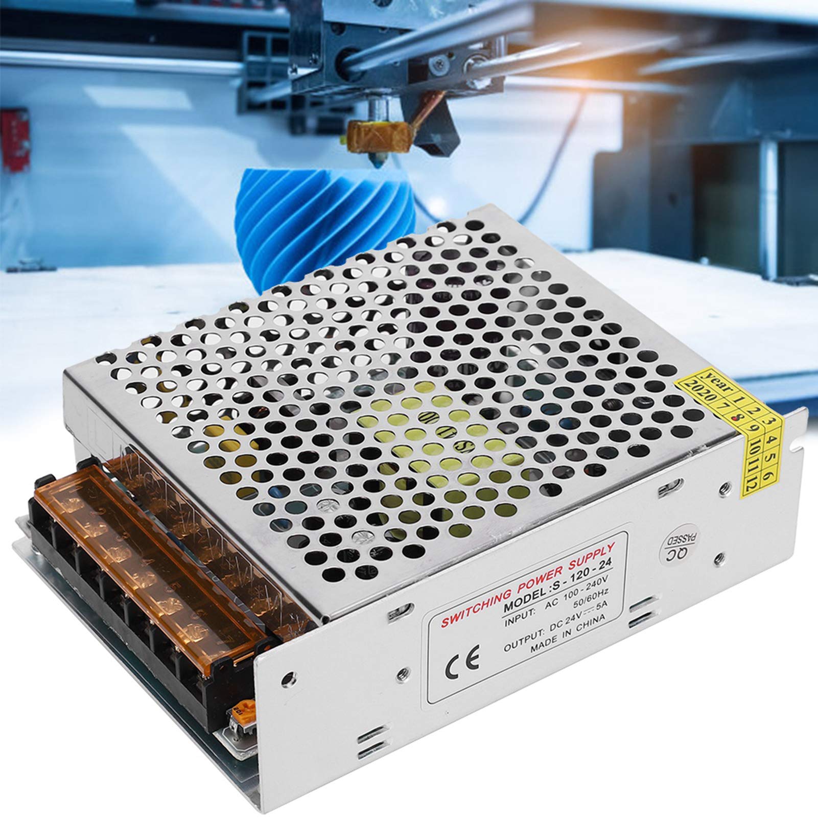 DC24V Output Switch Power Supply Driver Aluminum Alloy Voltage Converter LED Screen Strip Light 3 Dimensional Printer Power Supply Transformer(S‑120‑24(24V/5A/120W) AC100‑240V)