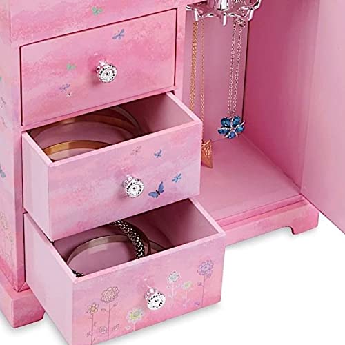 Jewelkeeper Musical Box with 3 Pullout Drawers, Fairy and Flowers Design, Dance of the Sugar Plum Fairy Tune