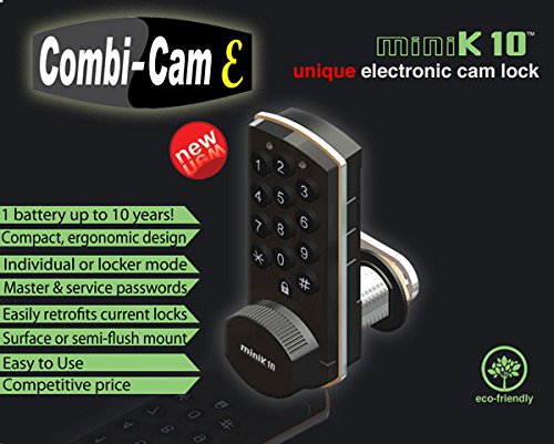 FJM Security Products Combi-Cam E, 7910-K10, Electronic Cabinet Lock, Black Finish, Small