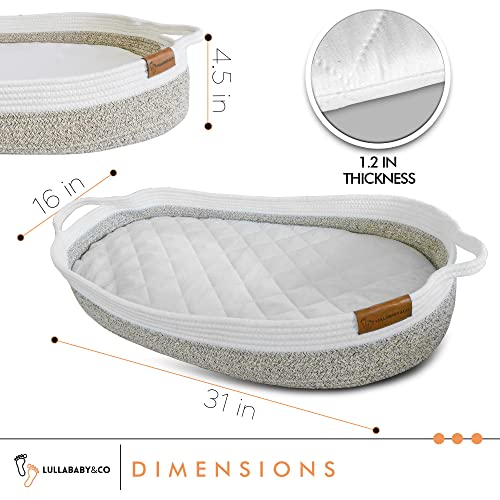 Lullababy and Co Baby Changing Basket with Two Covers β Practical Basket with Foam Pad β Cotton Rope Diaper Changing Station with Waterproof Cover - Changing Table Topper