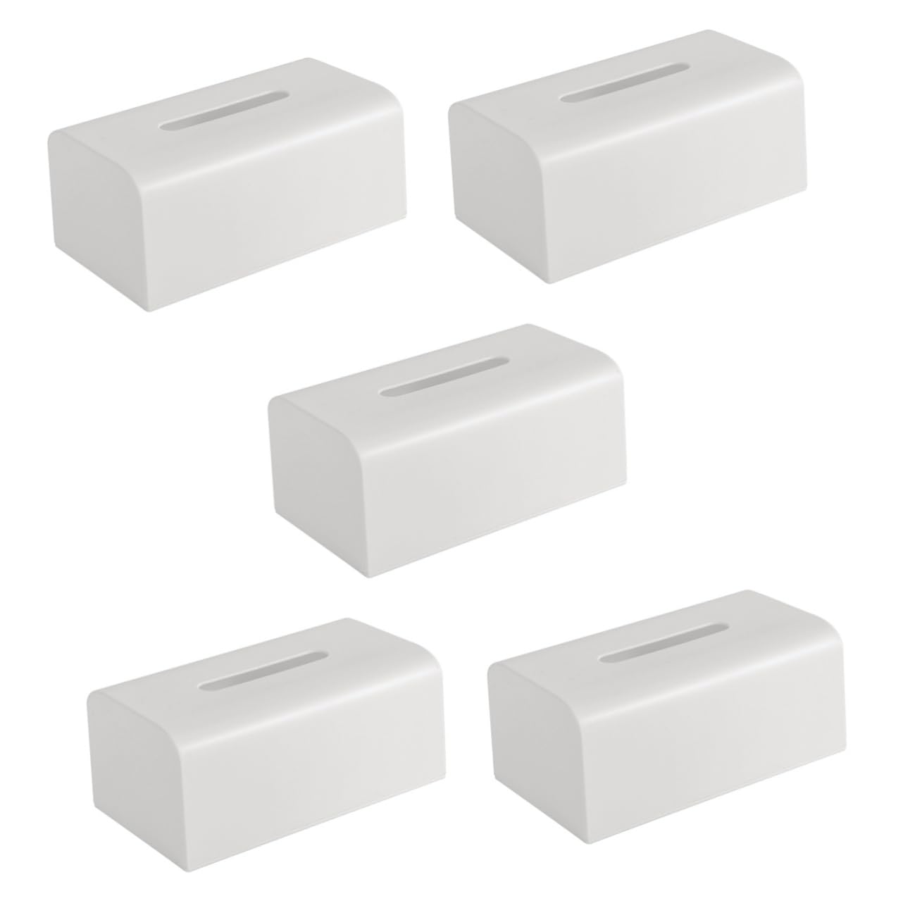 Amosfun 5pcs Box Paper Storage Box Car Tissue Holder Desktop Storage Case Rectangular Paper Holder Modern Tissue Case Tissue Case Container Pp Remote Control Toilet Paper Box White Office