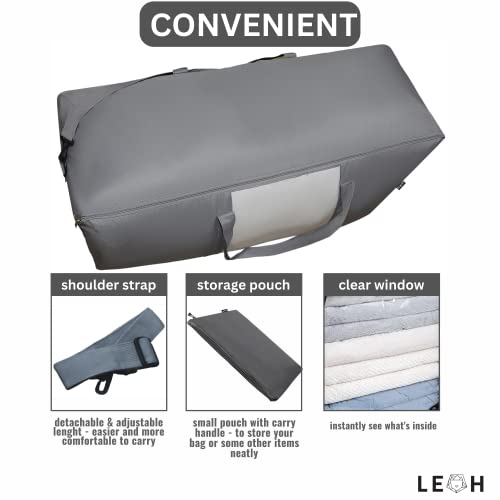 LEOH Extra Large Storage Bag for Clothes | Heavy Duty Storage Bags | Blanket Storage Bags with Zipper | Strong Packing Bags for Moving Comforter Underbed Bedding Blankets Quilts Pillows | 2x 180L