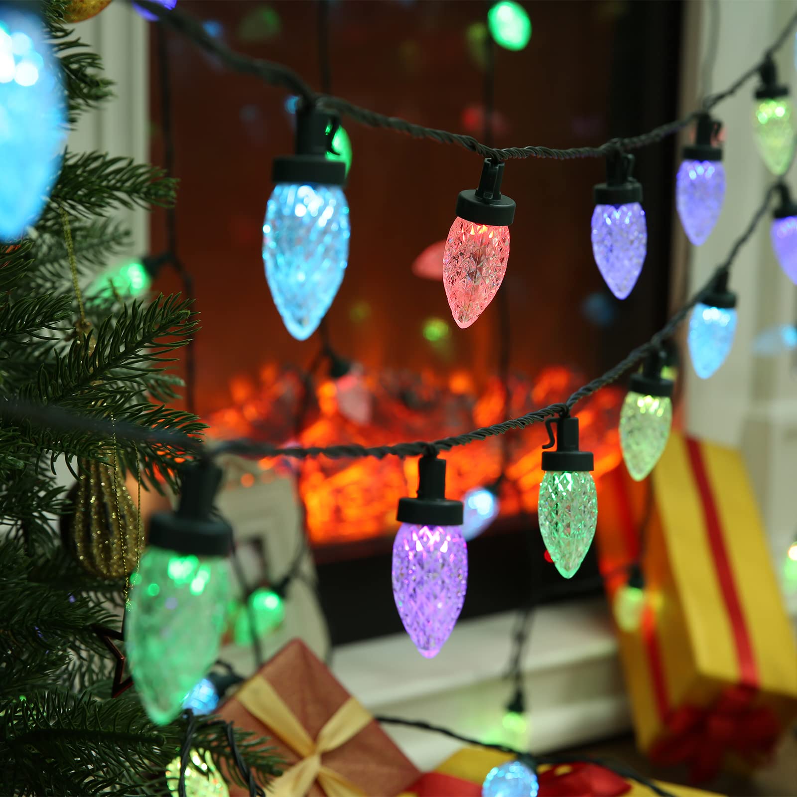 iBaycon C9 Christmas Lights 72ft 200 LED 8 Modes Xmas String Lights Waterproof Solar Fairy Lights for Garden, Patio, Fence, Balcony, Outdoors (Multicolor)