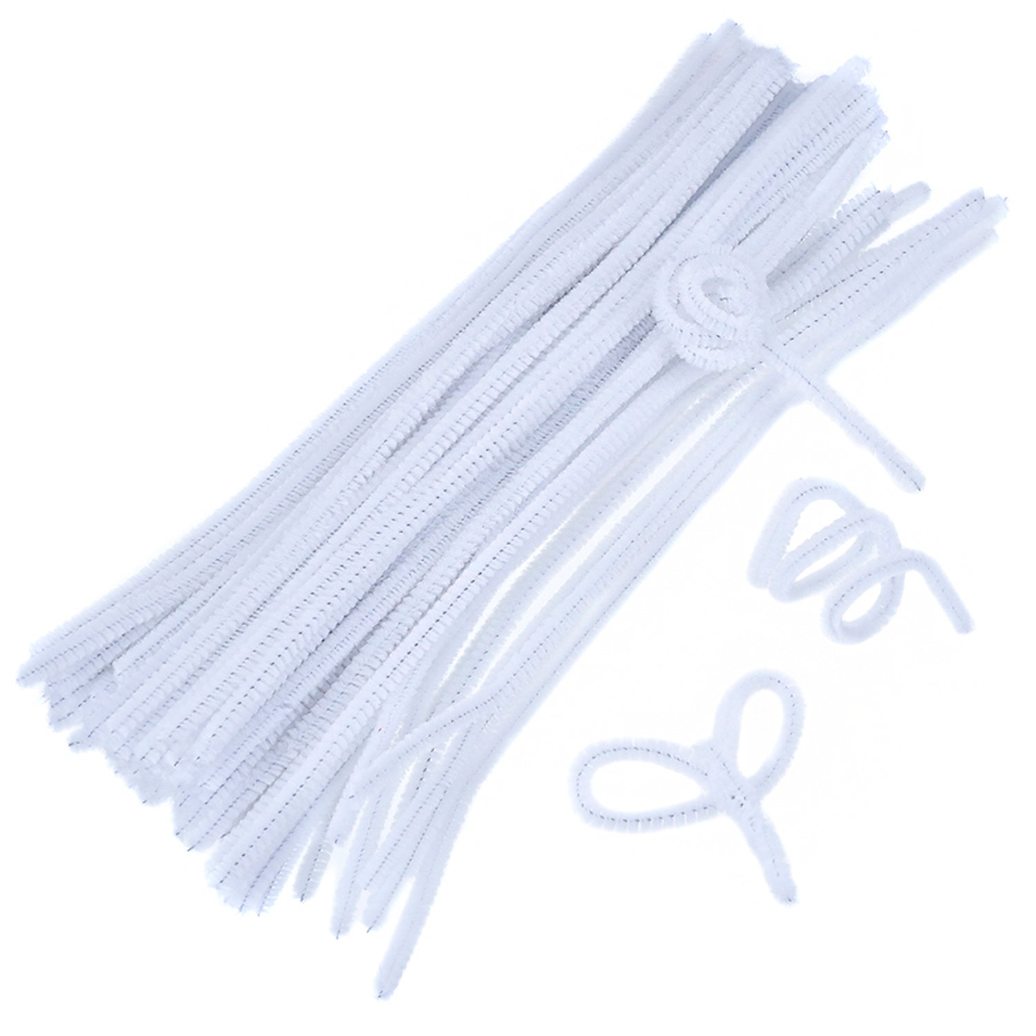 eBoot 100 Pieces Pipe Cleaners Chenille Stem for Arts and Crafts, 6 x 300 mm (White)