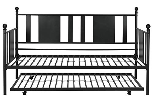 DHP Lavinia Metal Daybed with Trundle, Full Size Sofa Bed, Black