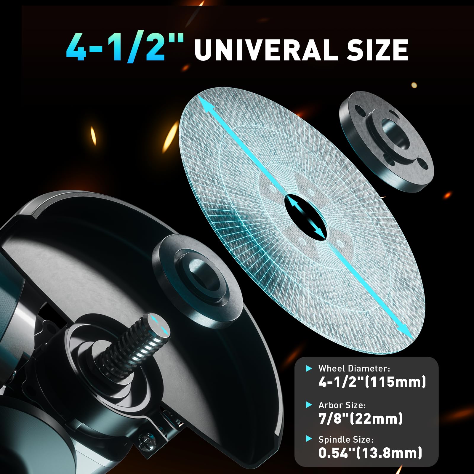 APROTII 4-1/2" Cordless Angle Grinder for Makita Battery, 10000RPM Brushless Power Angle Grinder with Lock-on Design, 3-Speed&Handle, Cordless Electric Grinder for Metal Cutting & Grinding, Bare Tool