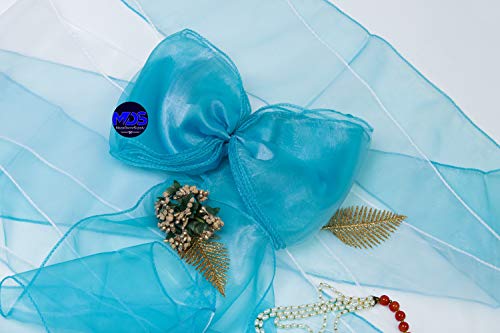 mds Set of 10 Yard Bridal Solid Sheer Organza Fabric Bolt for Wedding Dress,Fashion, Crafts, Decorations Silky Shiny Organza 44β- Light Teal