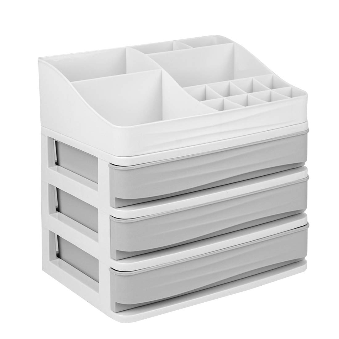 JULY'S SONG Makeup Organizer with Drawers Tray for Cosmetic Storage, Bathroom Countertop Make up Organizers Display Box for Brushes Lipstick Nail
